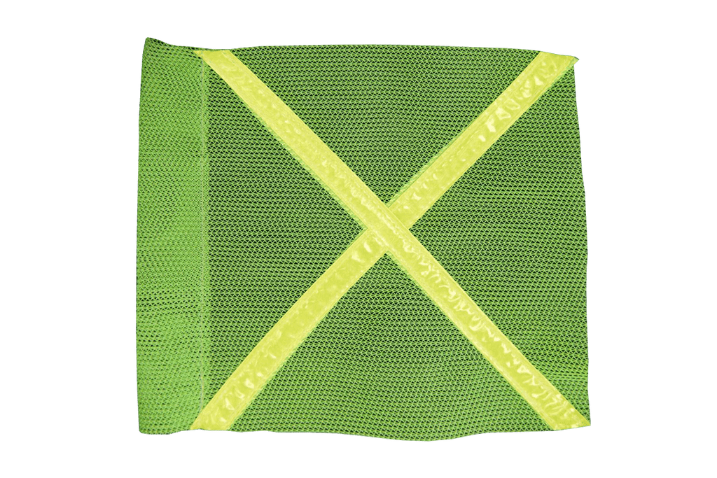 Florescent Industrial Flag with Reflective X.– buggywhip